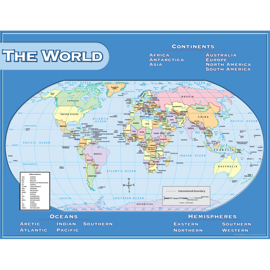 World Map Chart - TCR7658 | Teacher Created Resources