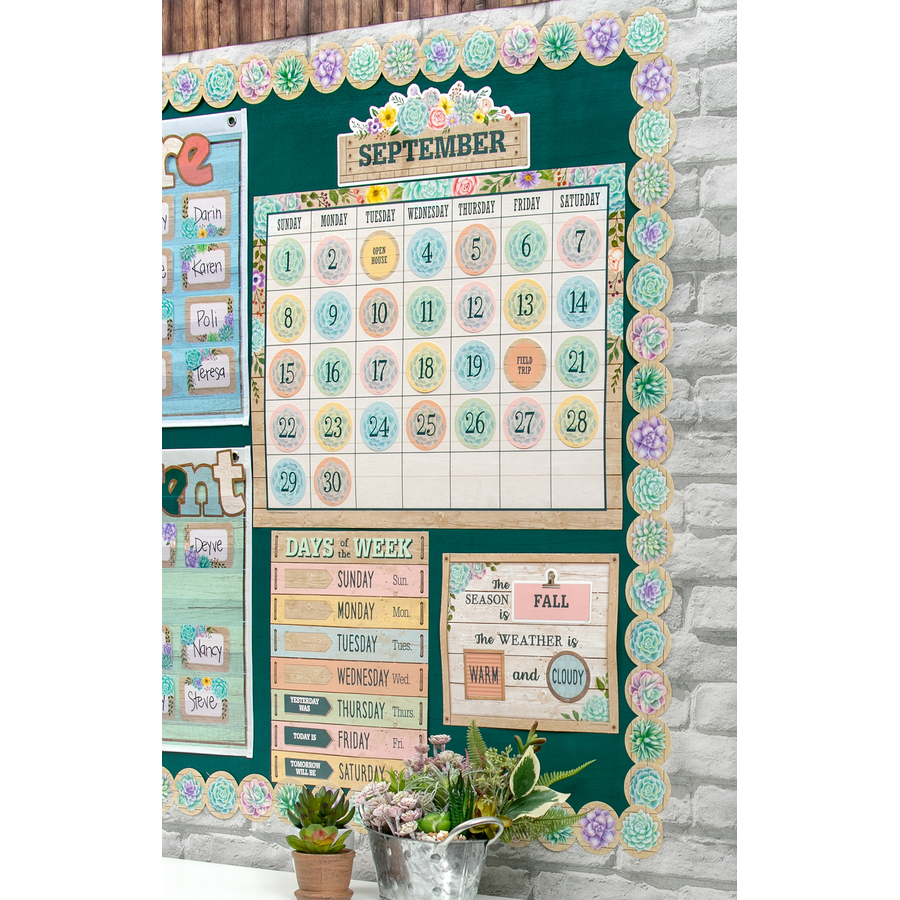 Rustic Bloom Calendar Bulletin Board Display Set - TCR8593 | Teacher ...