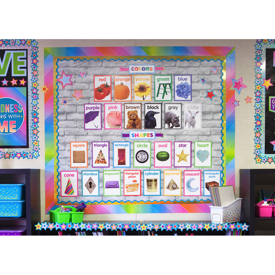 Colorful Photo Shapes & Colors Cards Bulletin Board - TCR8799 | Teacher ...