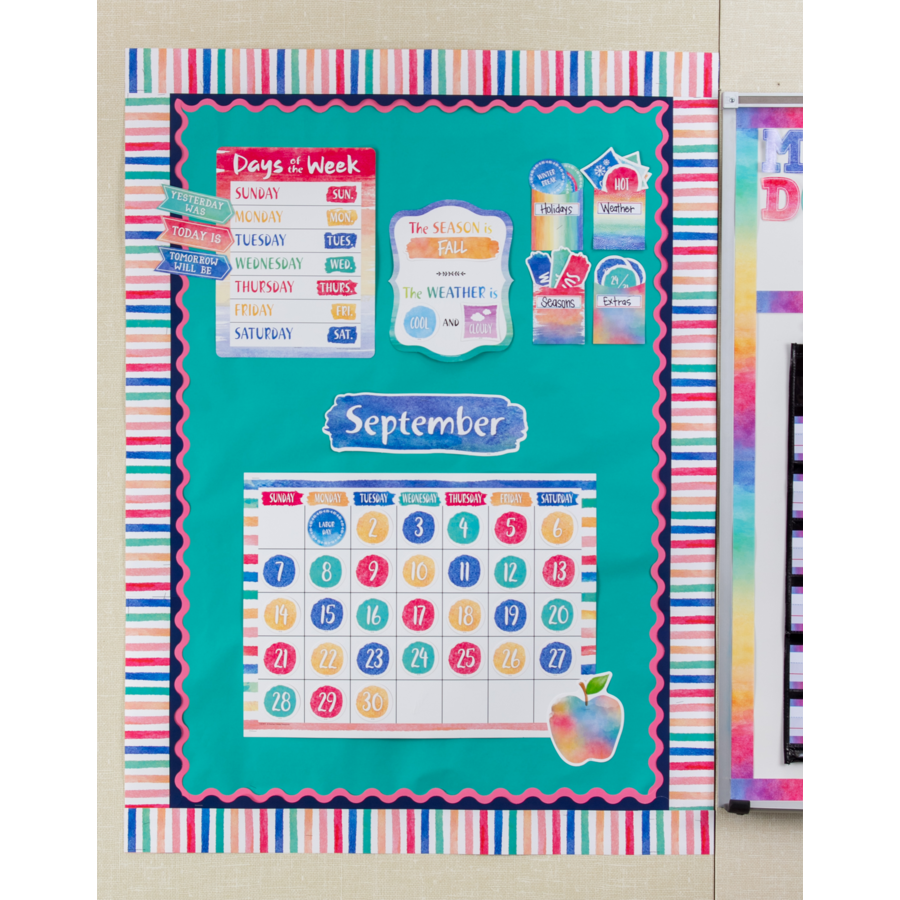 Watercolor Calendar Bulletin Board Display Set - TCR8971 | Teacher ...