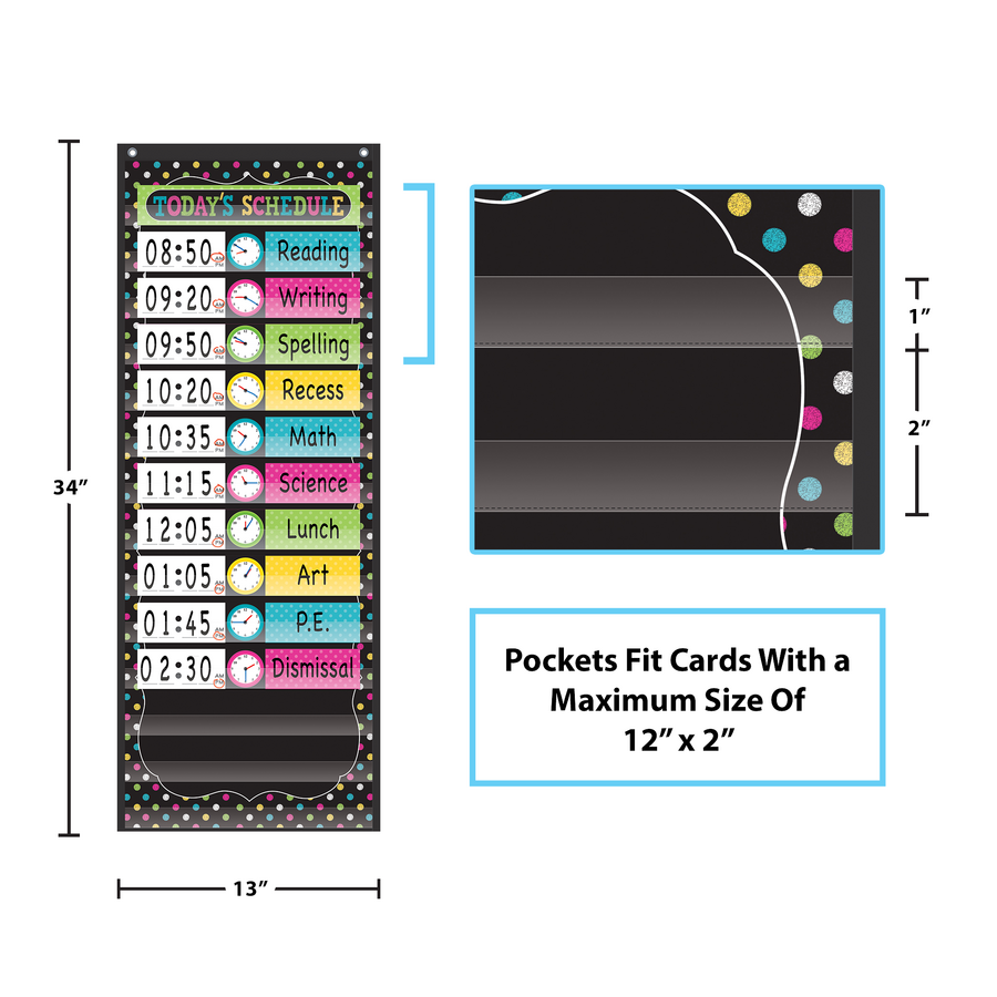 Chalkboard Brights 14 Pocket Daily Schedule Pocket Chart - TCR20752 ...