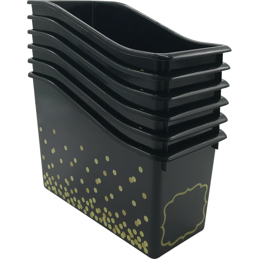 Black Confetti Plastic Book Bins 6-Pack - TCR32261 | Teacher Created ...