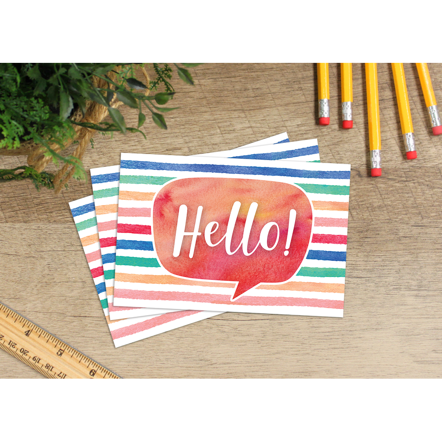 Watercolor Hello Postcards - TCR4764 | Teacher Created Resources