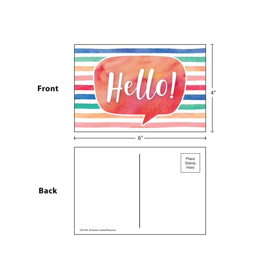 Watercolor Hello Postcards - TCR4764 | Teacher Created Resources
