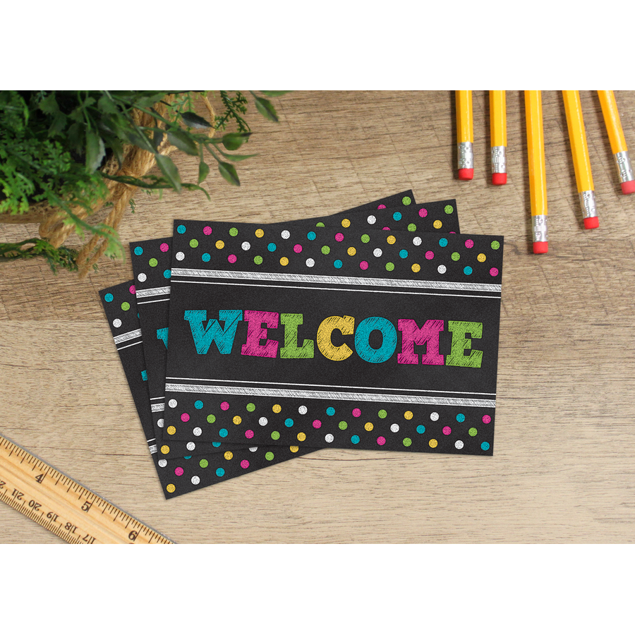 Chalkboard Brights Welcome Postcards - TCR5838 | Teacher Created Resources