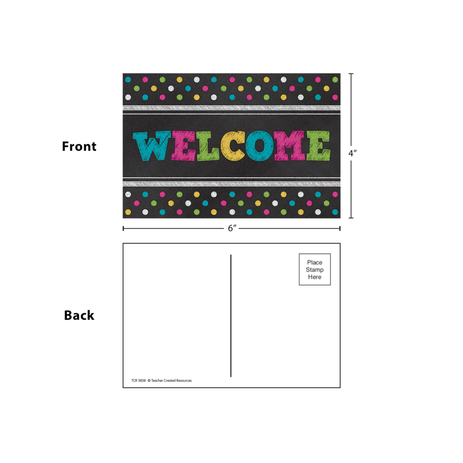 Chalkboard Brights Welcome Postcards - TCR5838 | Teacher Created Resources