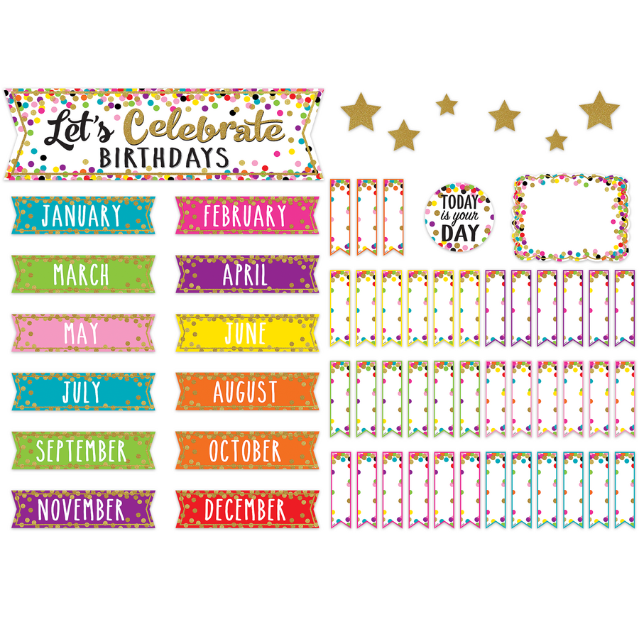 Confetti Let's Celebrate Birthdays Mini Bulletin Board - TCR5884 ...