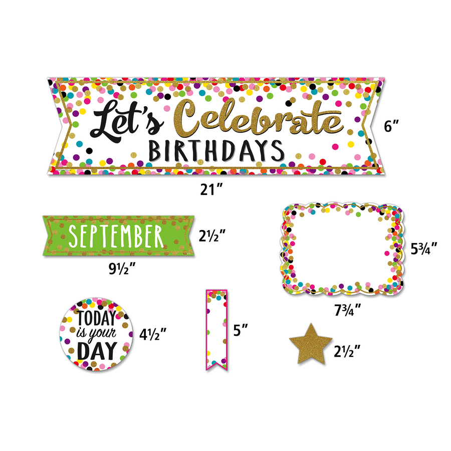 Confetti Let's Celebrate Birthdays Mini Bulletin Board - TCR5884 ...