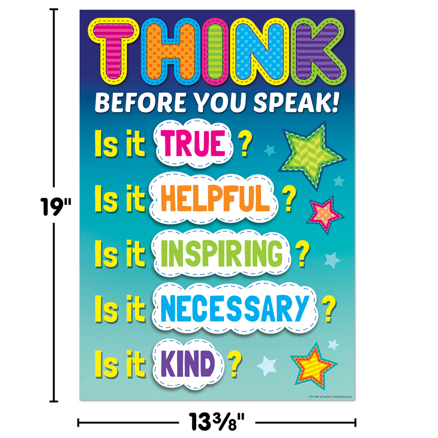 Think Before You Speak Positive Poster - TCR7408 | Teacher Created ...