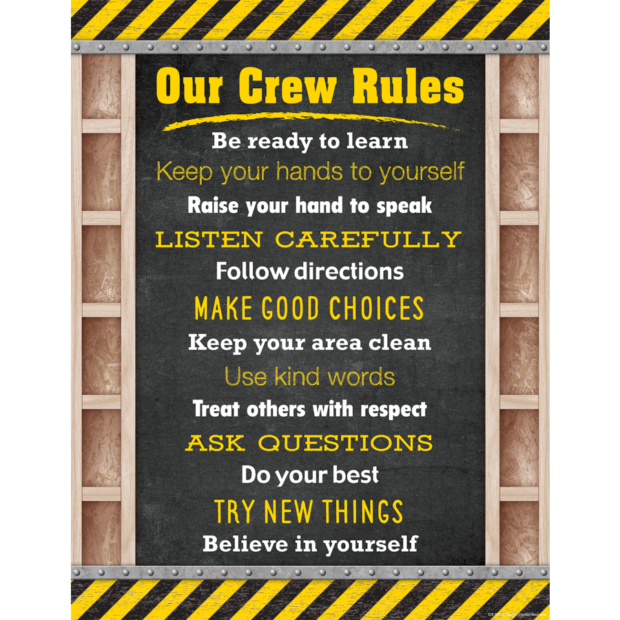 Under Construction Our Crew Rules Chart - TCR7945 | Teacher Created ...