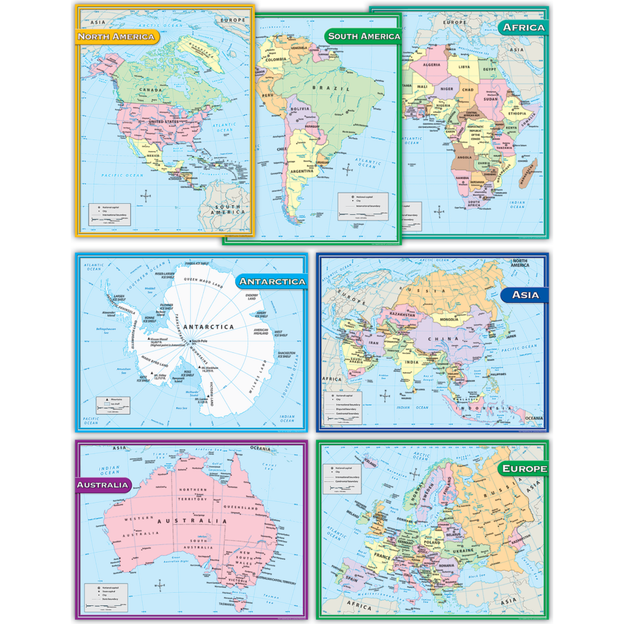 Continents Charts Set (7 charts) - TCR9899 | Teacher Created Resources