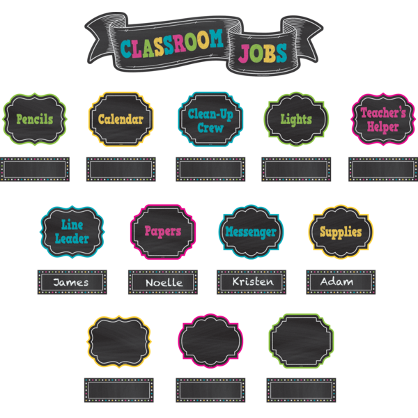 Chalkboard Brights Classroom Jobs Mini Bulletin Board - TCR5653 ...