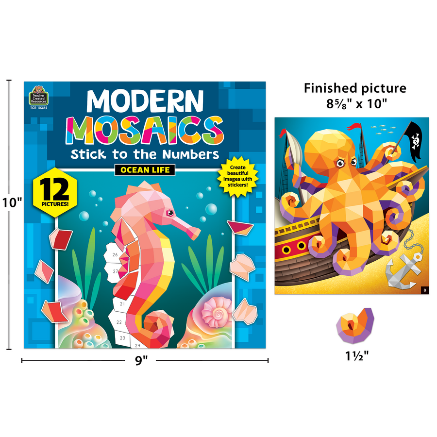 Ocean Life Modern Mosaics Stick to the Numbers - TCR10324 | Teacher ...