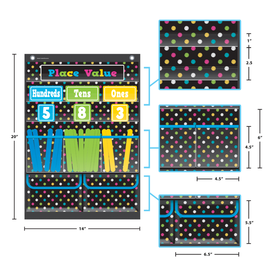 Chalkboard Brights Place Value Pocket Chart - TCR20804 | Teacher ...