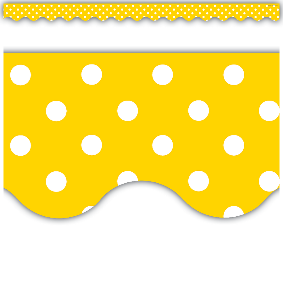 Yellow Polka Dots Scalloped Border Trim - TCR4668 | Teacher Created ...