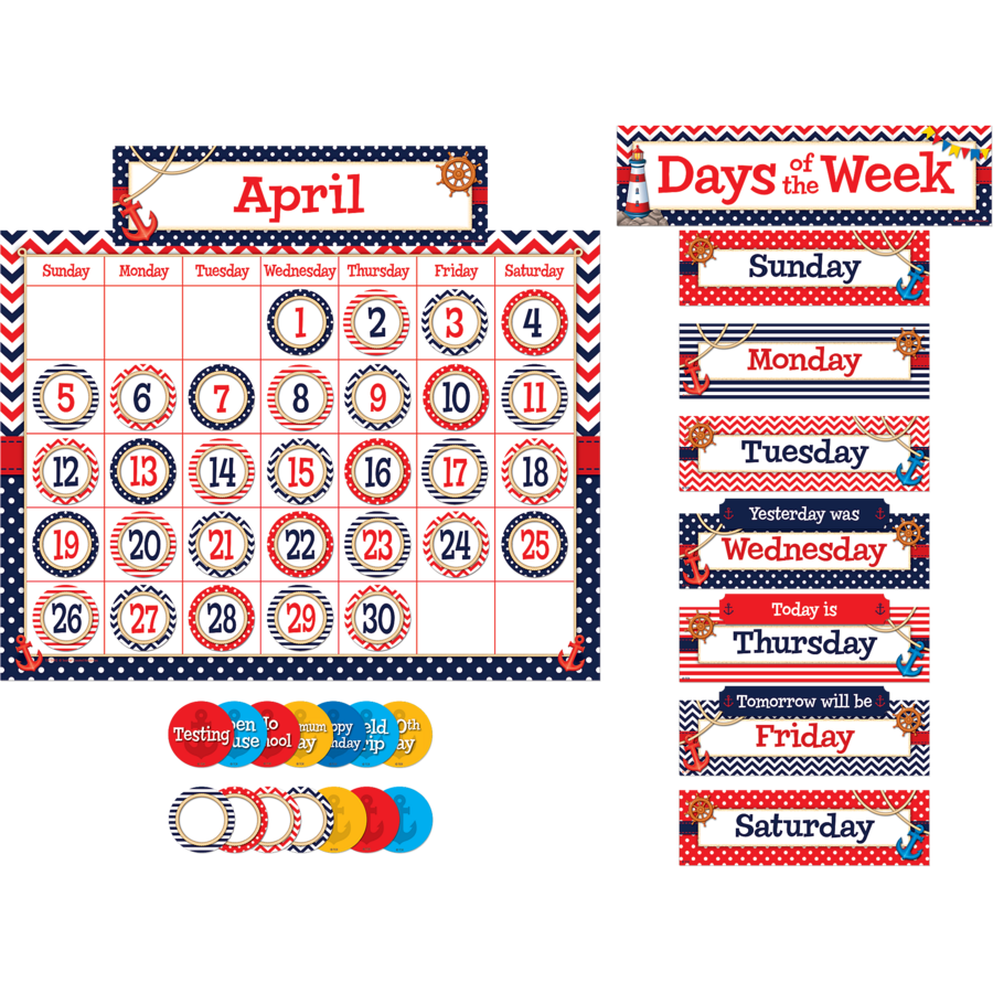 Nautical Calendar Bulletin Board Display Set - TCR5492 | Teacher ...