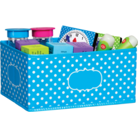 Aqua Polka Dots Small Storage Bin - TCR20815 | Teacher Created Resources