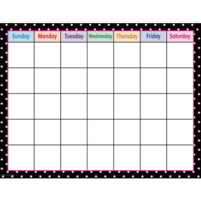 Black Polka Dots Calendar Chart - TCR7605 | Teacher Created Resources