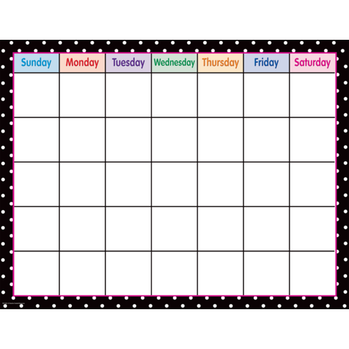 Black Polka Dots Calendar Chart - TCR7605 | Teacher Created Resources