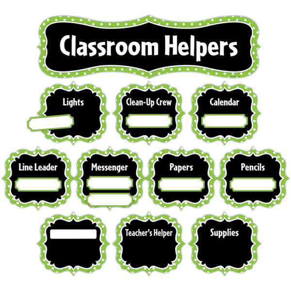 Lime Polka Dots Classroom Helpers Mini Bulletin Board - TCR5493 ...