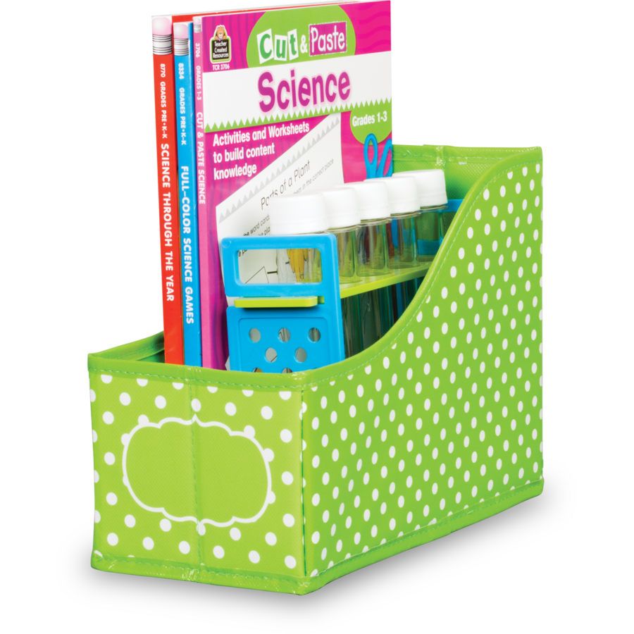 Lime Polka Dots Book Bin - TCR20785 | Teacher Created Resources