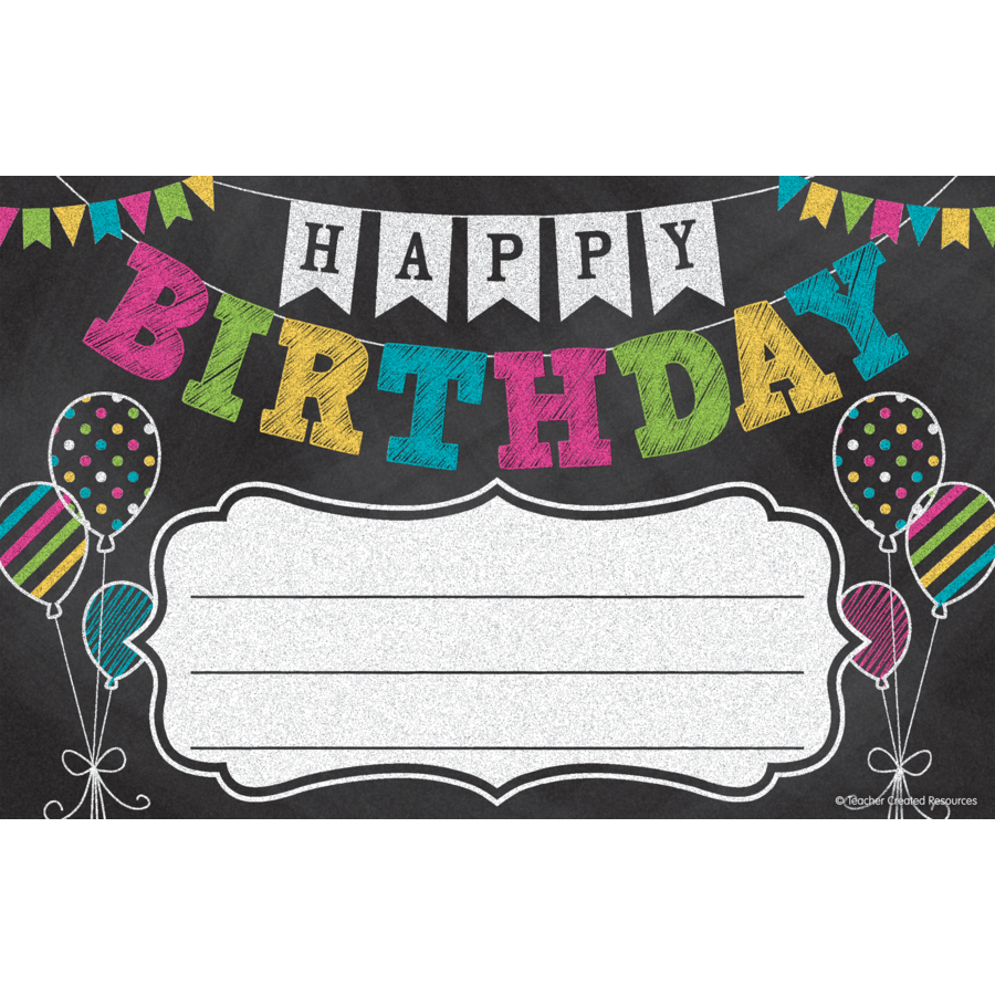 Chalkboard Brights Happy Birthday Awards - TCR5466 | Teacher Created ...