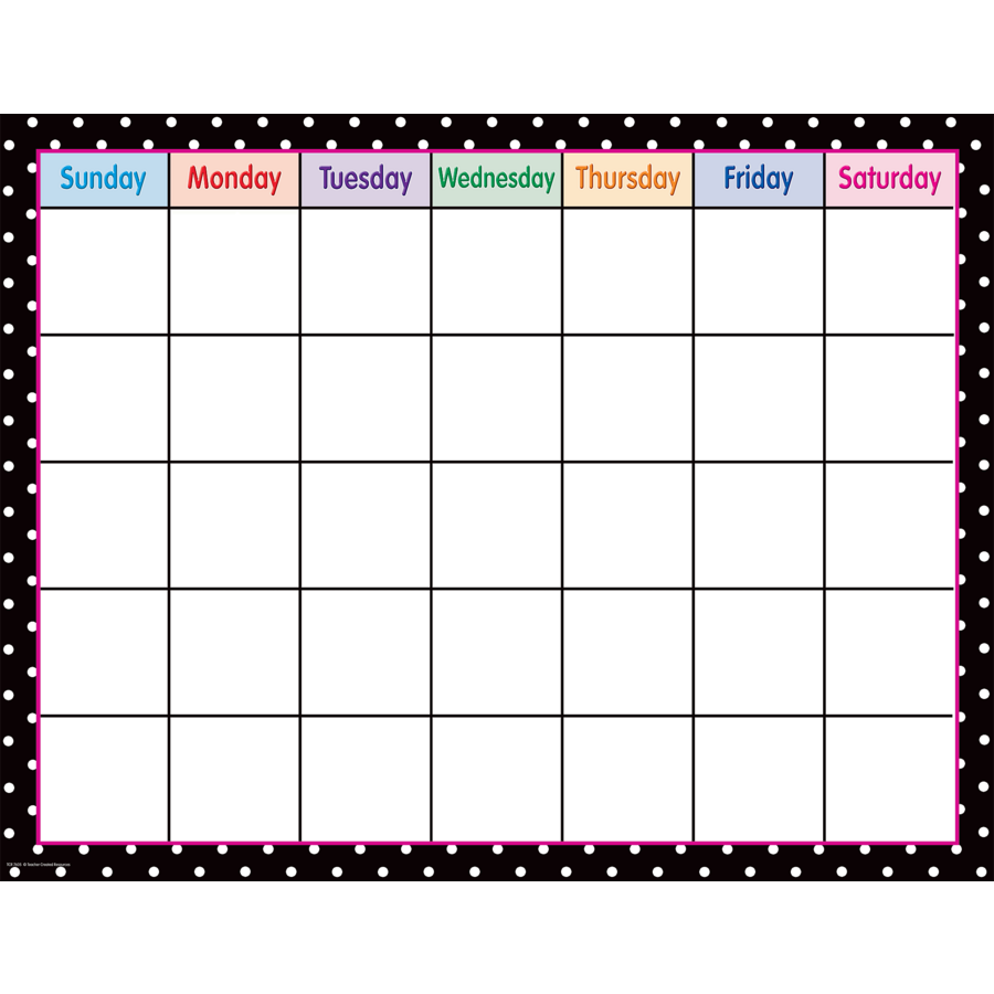 Black Polka Dots Calendar Chart - TCR7605 | Teacher Created Resources