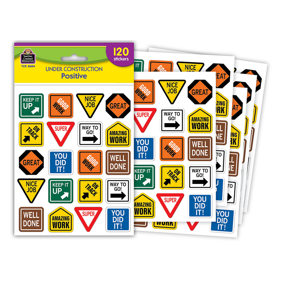 Under Construction Positive Stickers - TCR8684 | Teacher Created Resources