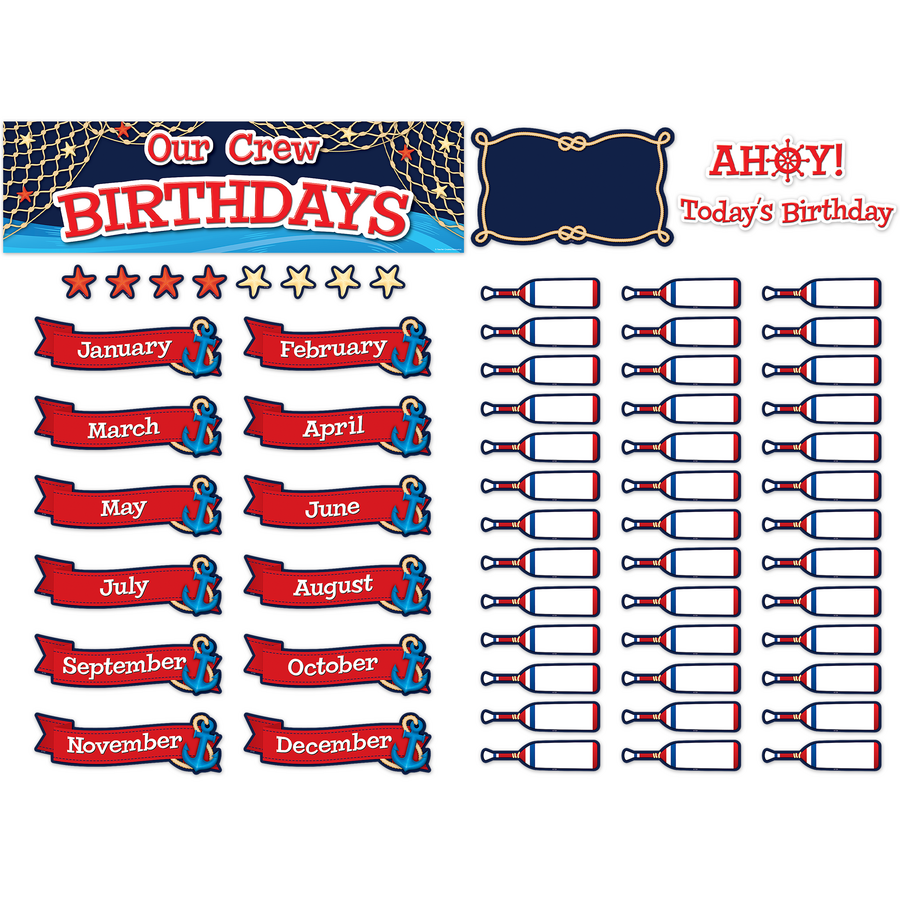 Nautical Our Crew Birthdays Mini Bulletin Board - TCR8896 | Teacher ...