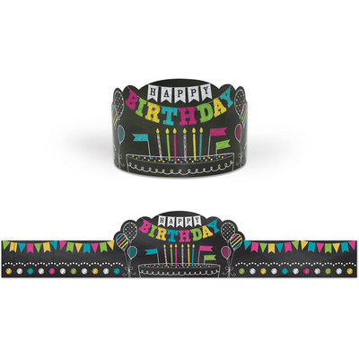 Chalkboard Brights Happy Birthday Crowns - TCR1211 | Teacher Created ...