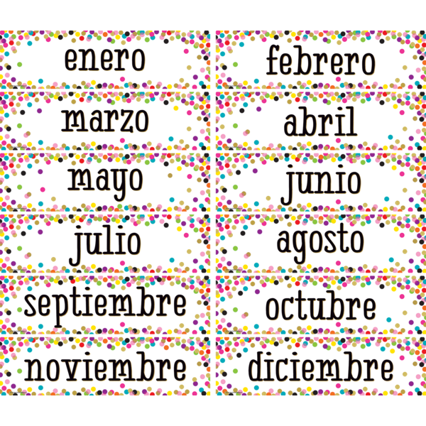 Confetti Spanish Monthly Headliners - TCR5325 | Teacher Created Resources