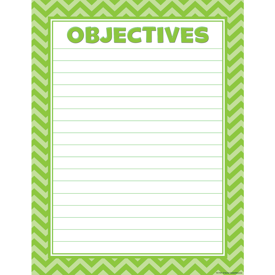 Lime Chevron Objectives Lined Chart - TCR7907 | Teacher Created Resources