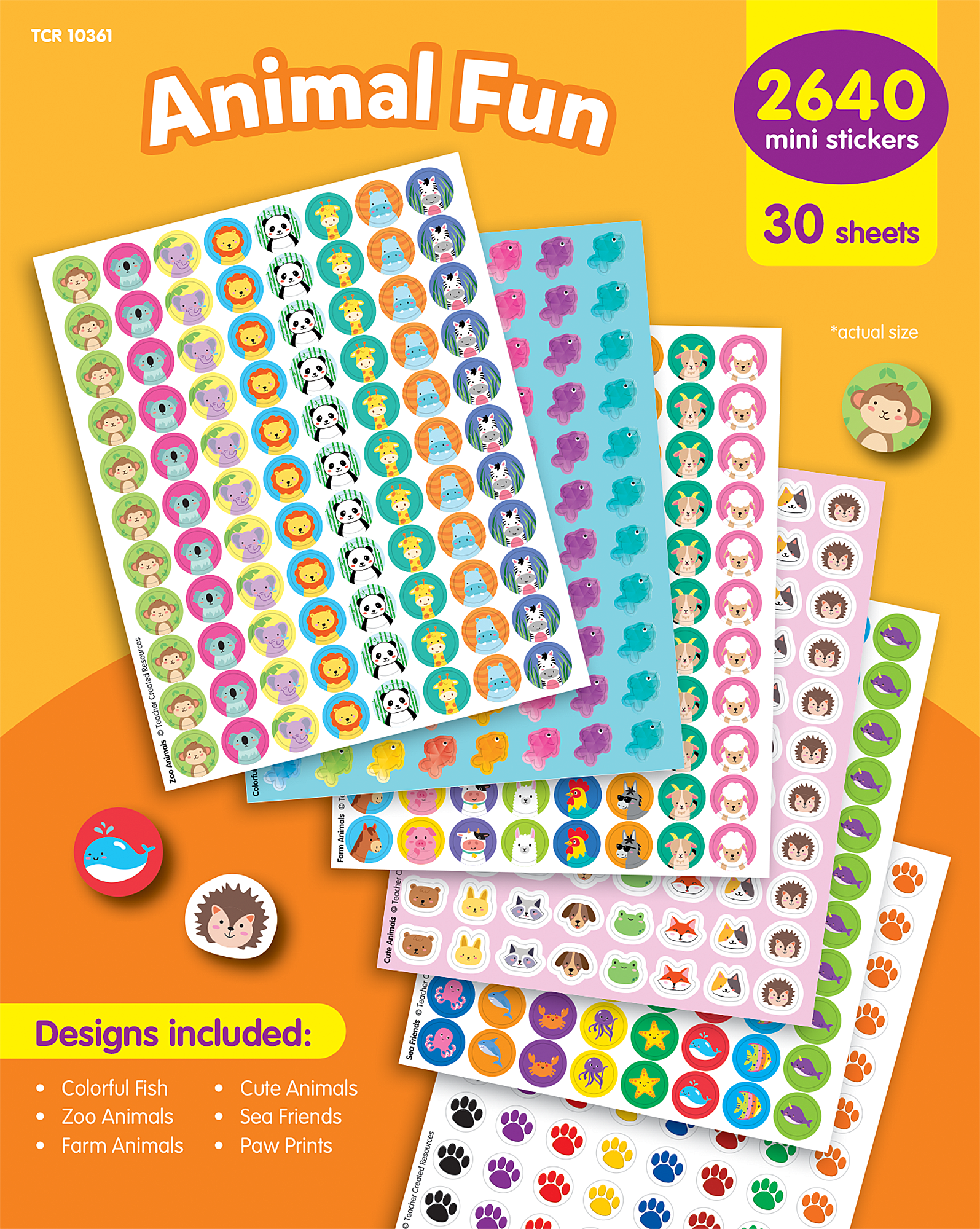Animal Fun Mini Stickers Variety Pack - TCR10361 | Teacher Created ...
