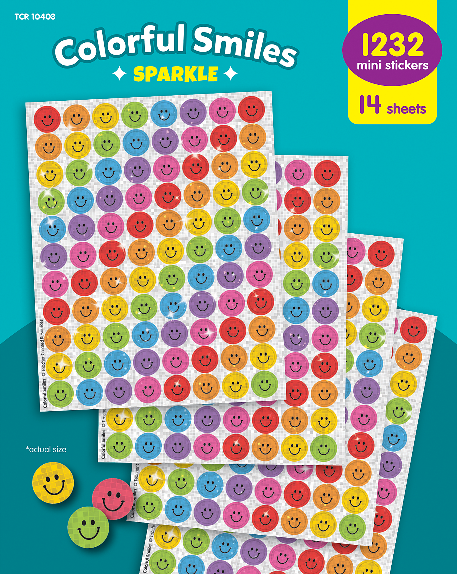 Colorful Smiles Sparkle Mini Stickers Value Pack - TCR10403 | Teacher ...