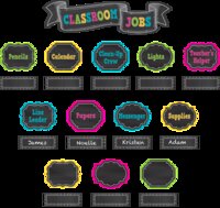 Chalkboard Brights Classroom Jobs Mini Bulletin Board - TCR5653 ...