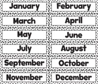 Black Painted Dots on White Monthly Headliners - TCR7082 | Teacher ...