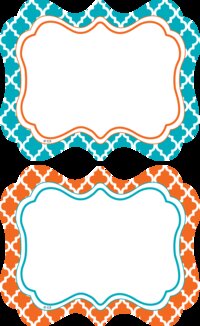 Orange and Teal Wild Moroccan Name Tags/Labels - TCR77113 | Teacher ...