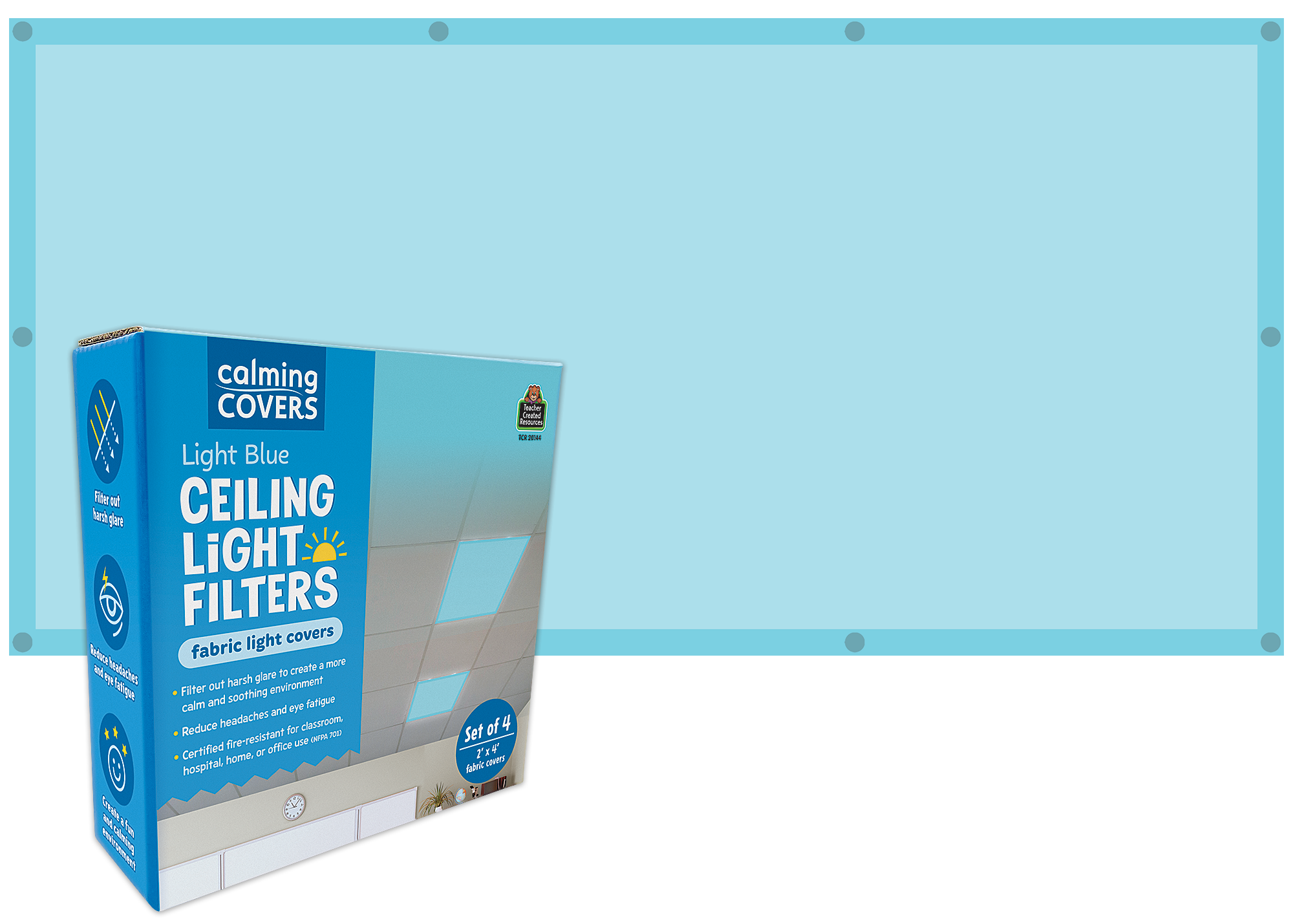 Light Blue Calming Covers Ceiling Light Filters - TCR20144 | Teacher ...