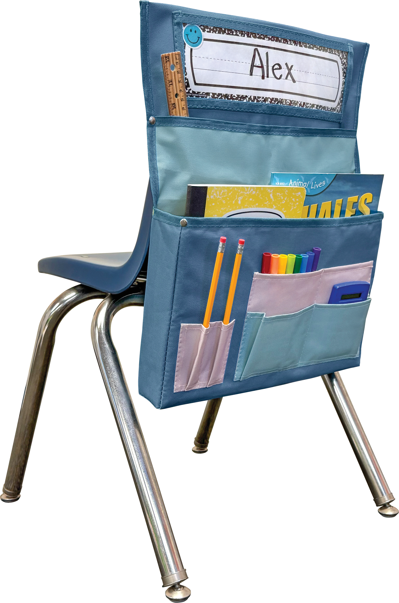 Blue & Gray Chair Pocket - For Standard-Sized Chairs - TCR20286 ...