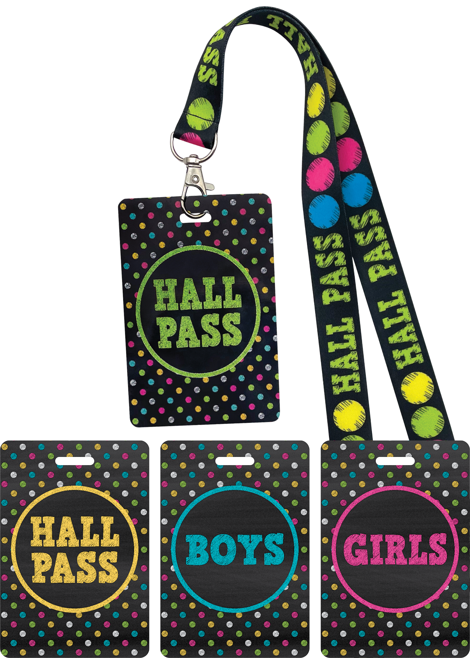 Chalkboard Brights Hall Pass Lanyards - TCR20320 | Teacher Created ...