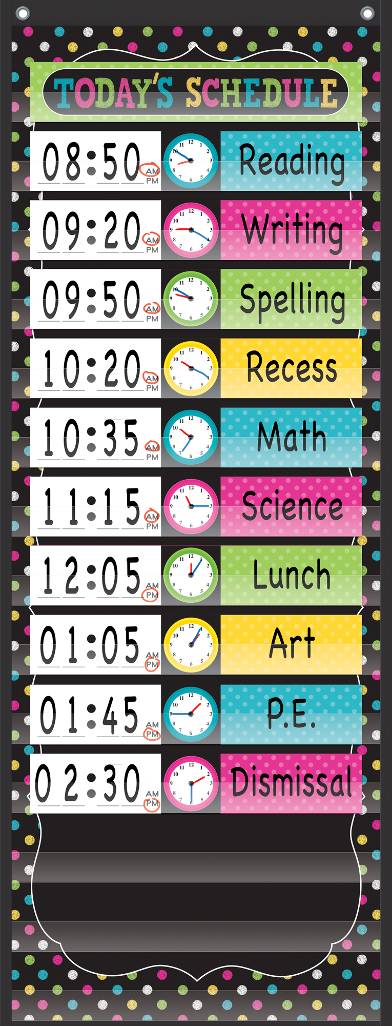 Chalkboard Brights 14 Pocket Daily Schedule Pocket Chart TCR20752 Teacher Created Resources