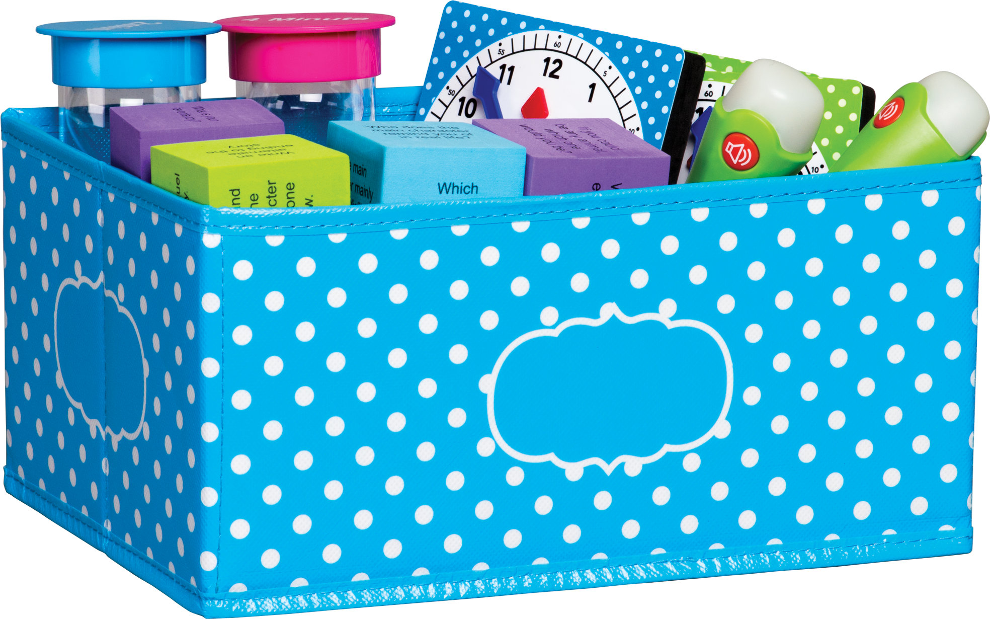 Aqua Polka Dots Small Storage Bin - TCR20815 | Teacher Created Resources