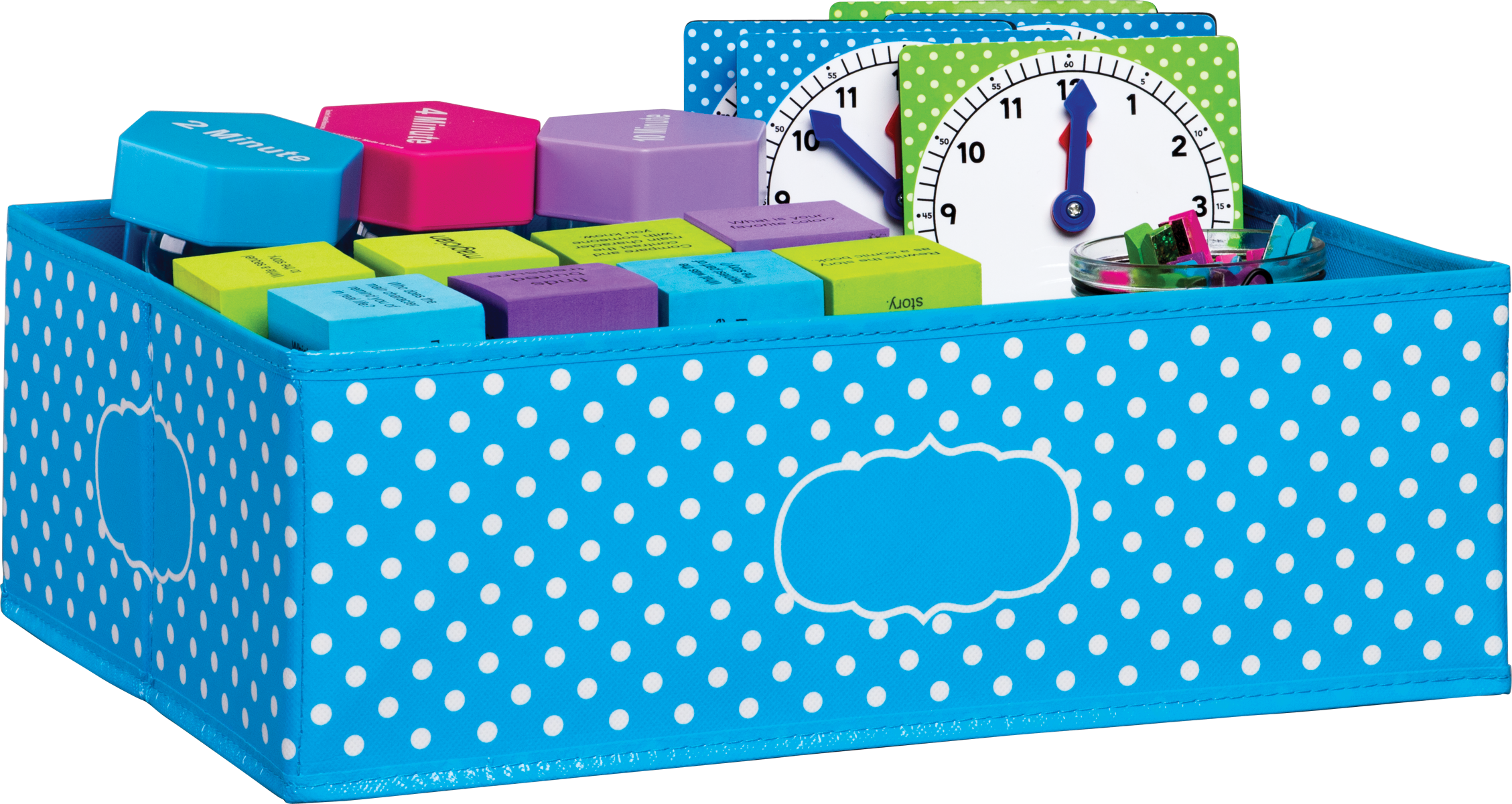 Aqua Polka Dots Storage Bin - TCR20816 | Teacher Created Resources