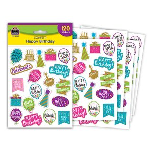 Confetti Happy Birthday Stickers - TCR8585 | Teacher Created Resources
