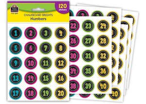 Chalkboard Brights Numbers Stickers - TCR3841 | Teacher Created Resources