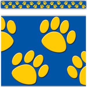 Gold with Blue Paw Prints Straight Border Trim - TCR4643 | Teacher ...