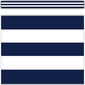 Navy Blue & White Stripes Straight Border Trim - TCR5289 | Teacher ...