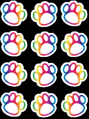 Rainbow Paw Prints Mini Accents - TCR5398 | Teacher Created Resources