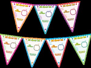 All About Me Pennants Bulletin Board Display Set - TCR5578 | Teacher ...