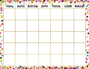 Confetti Spanish Calendar Chart - TCR7949 | Teacher Created Resources